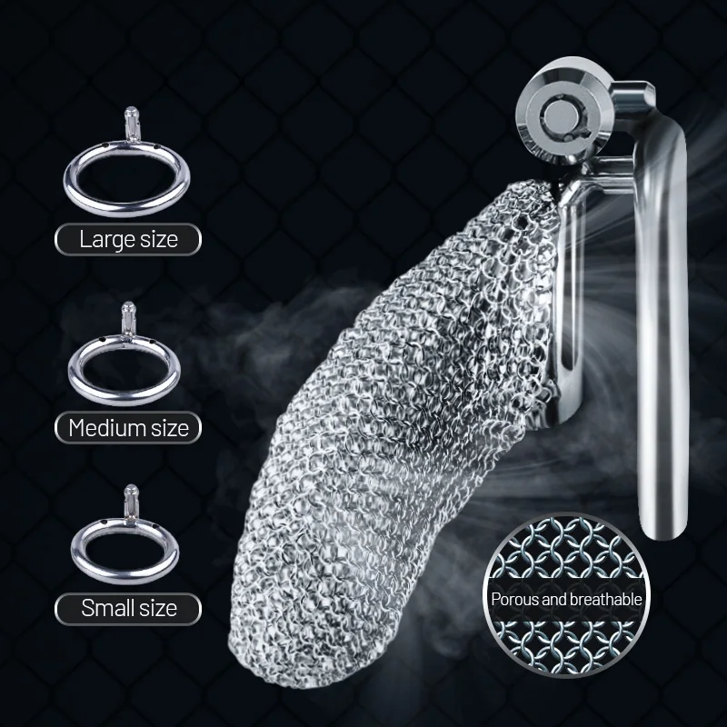 Metal-Mesh-Male-Chastity-Cage-CB-Penis-Lock-Stainless-Steel-Hidden-Lock-Design-Adult-Bondage ...