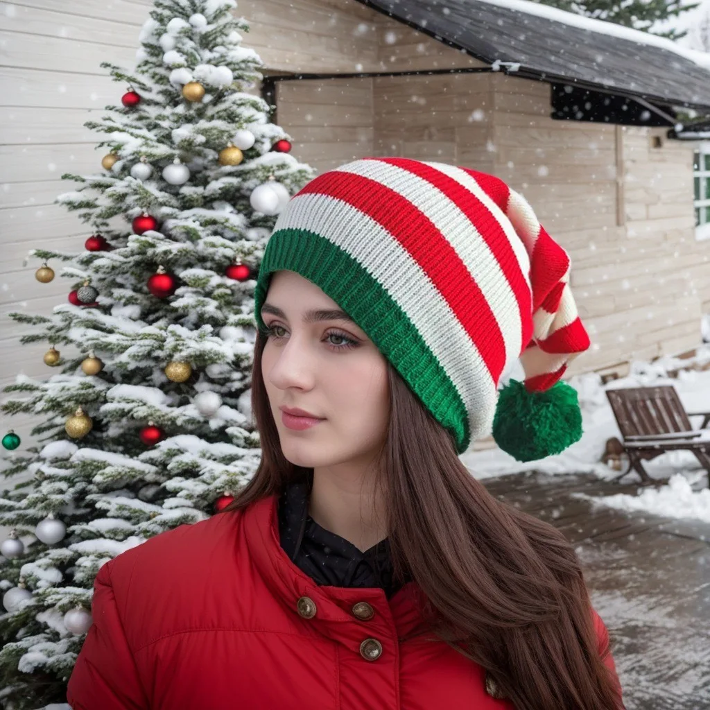 New-Fashion-Adult-Christmas-Knitted-Hat-Elf-Santa-Beanies-Claus-Red ...