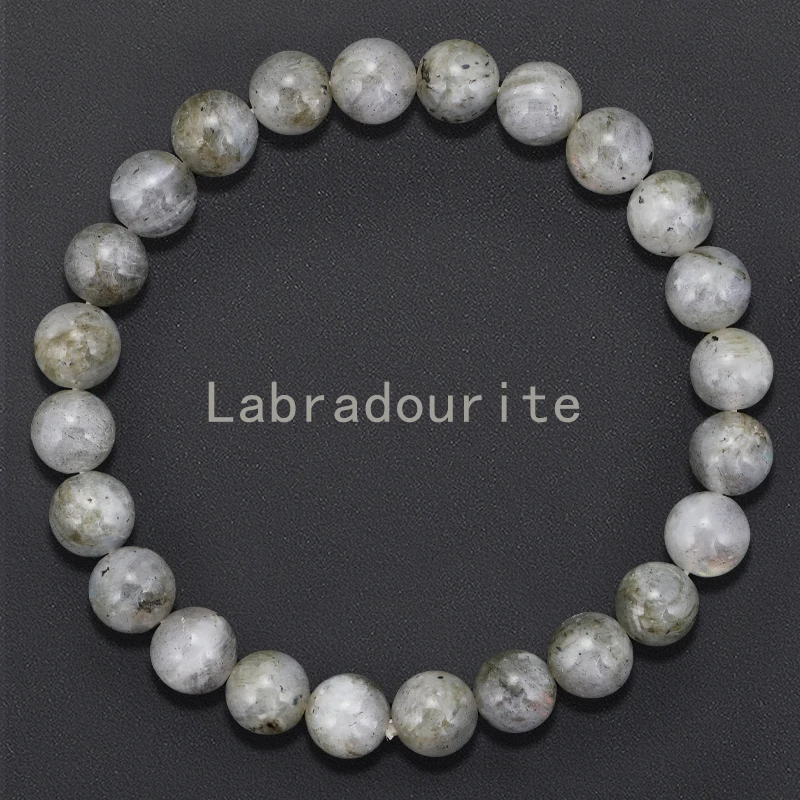 8mm Gray Labradorite Bead Bracelet Men Women Fashion Natural Stone ...
