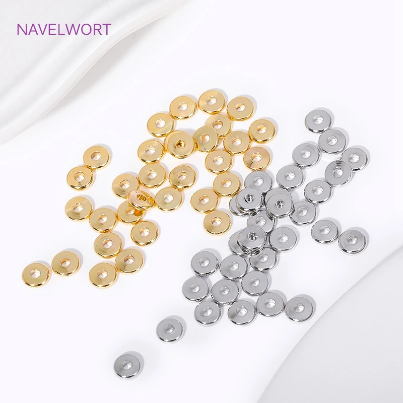3-4-5-6MM-18K-Gold-Plated-Round-Spacer-Flat-Beads-Brass-Metal-Smooth ...