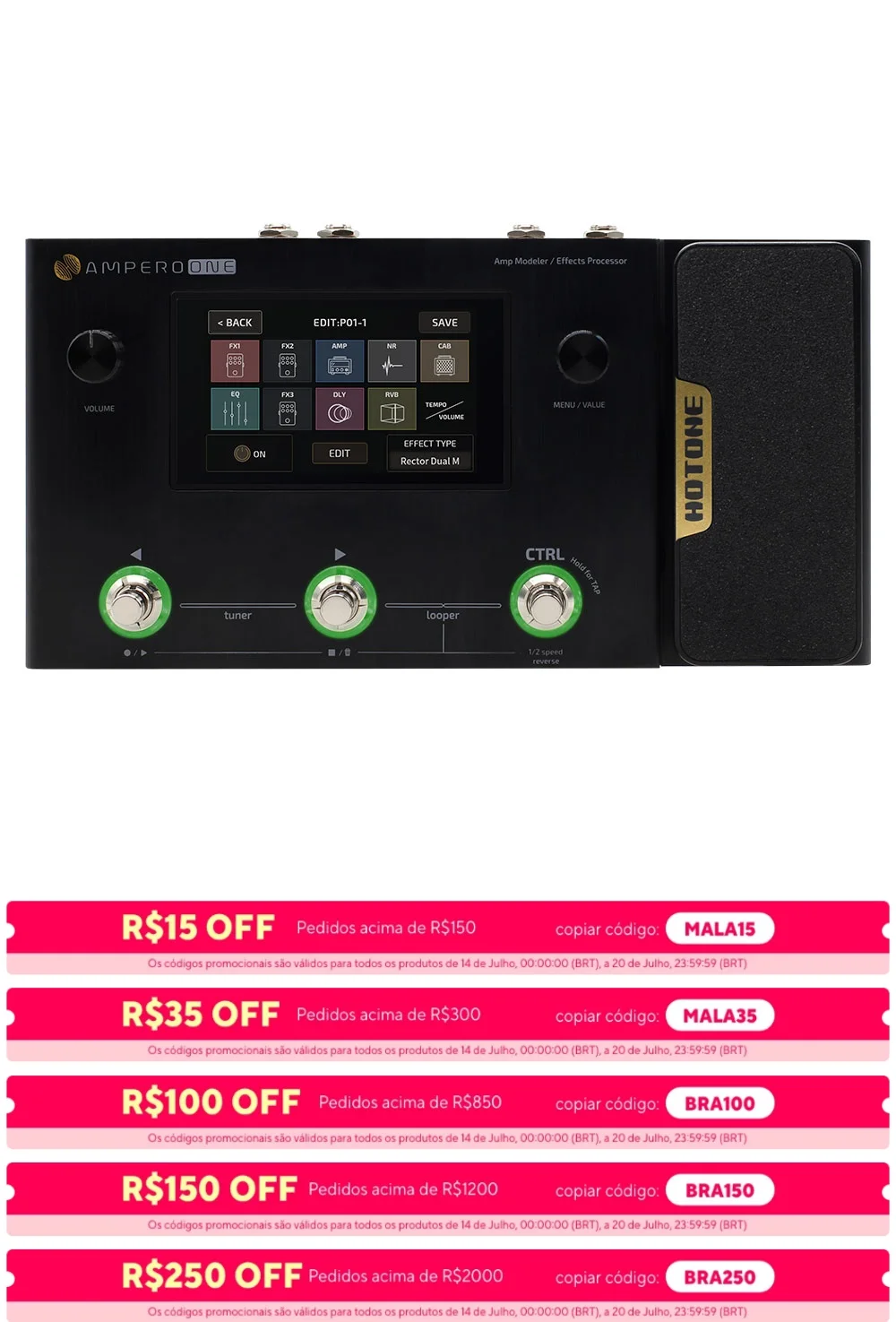 Hotone-Ampero-one-Brasil-Original-New-MP-80-Guitar-Bass-Multi-Effects ...