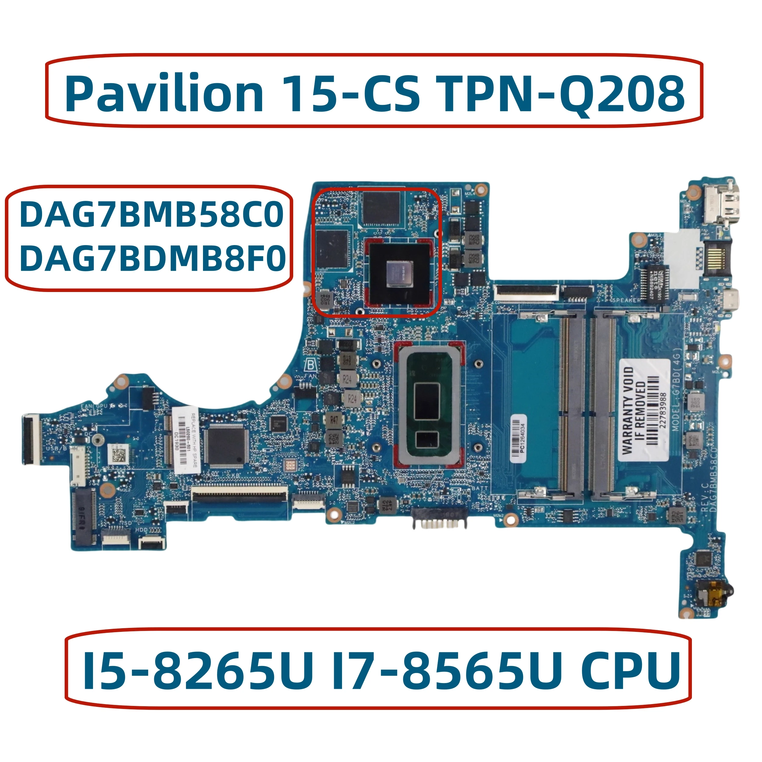 L50260-601 DAG7BMB58C0 DAG7BDMB8F0 para HP Pavilion 15T-CS 15-CS TPN ...