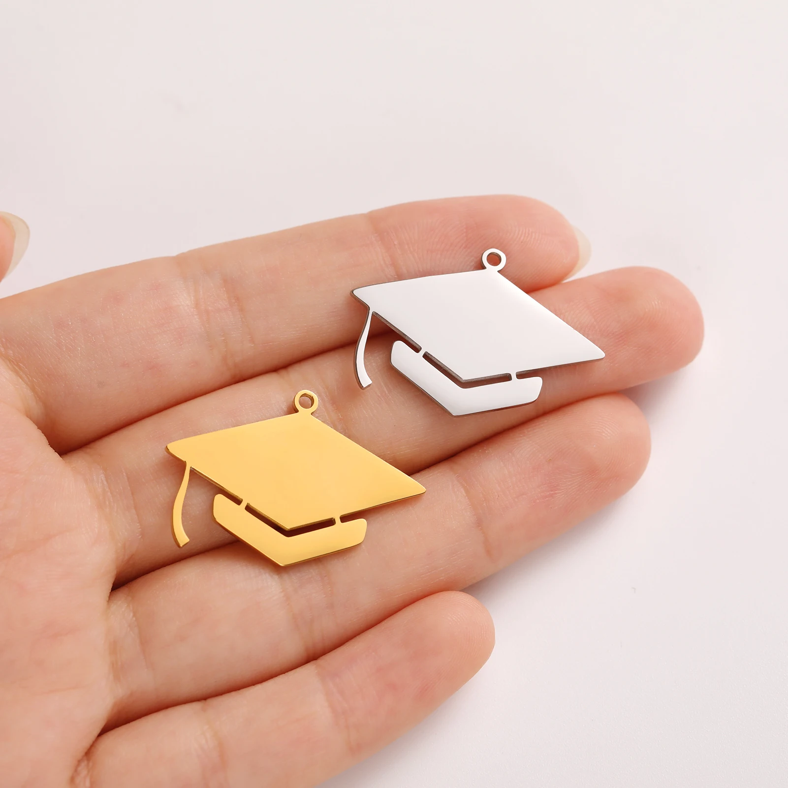 5Pcs-Lot-Graduate-Hat-Charms-Stainless-Steel-Trendy-Bachelor-Cap-Gold ...