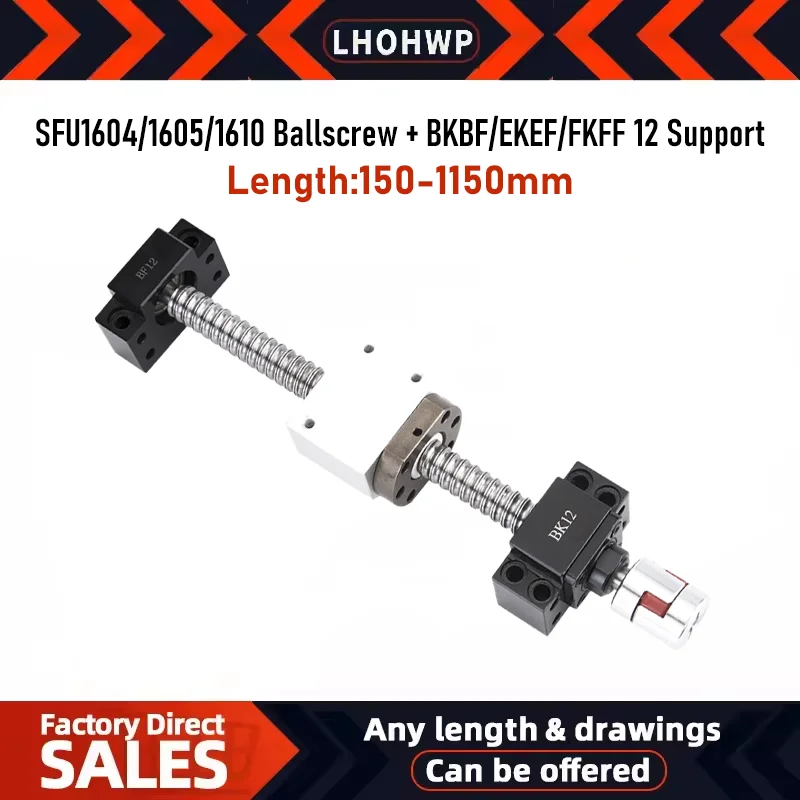 SFU1604/1605/1610 Ball Screw Rolled C7 With End Machined 150-1150mm ...