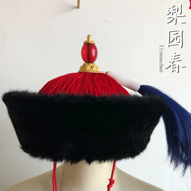 Chinese-Ancient-Official-Hat-Winter-Men-Cap-Plush-Performance-Qing ...