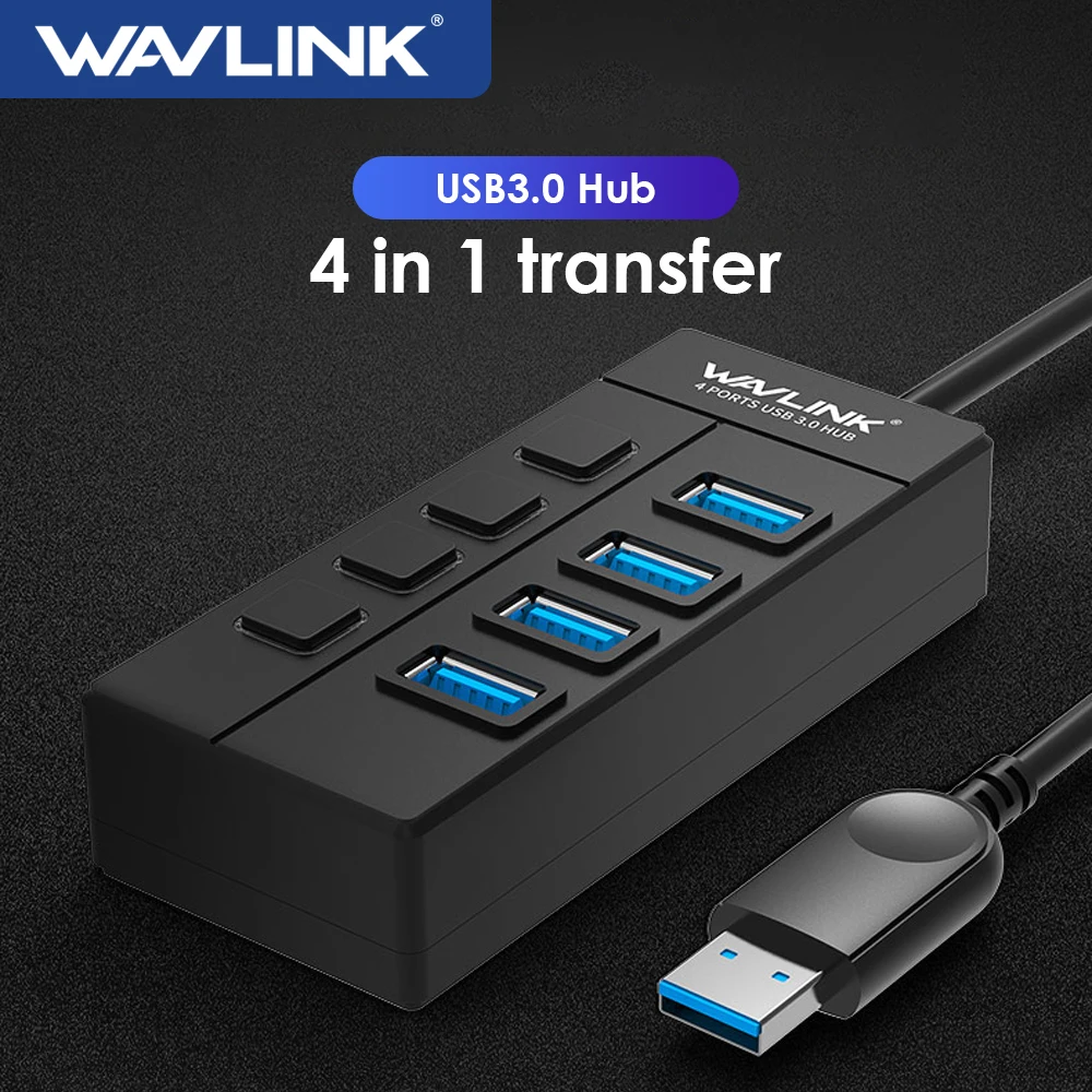 Wavlink-4-Port-USB3-0-Hub-High-Speed-5Gbps-USB-Hub-With-Individual-On ...