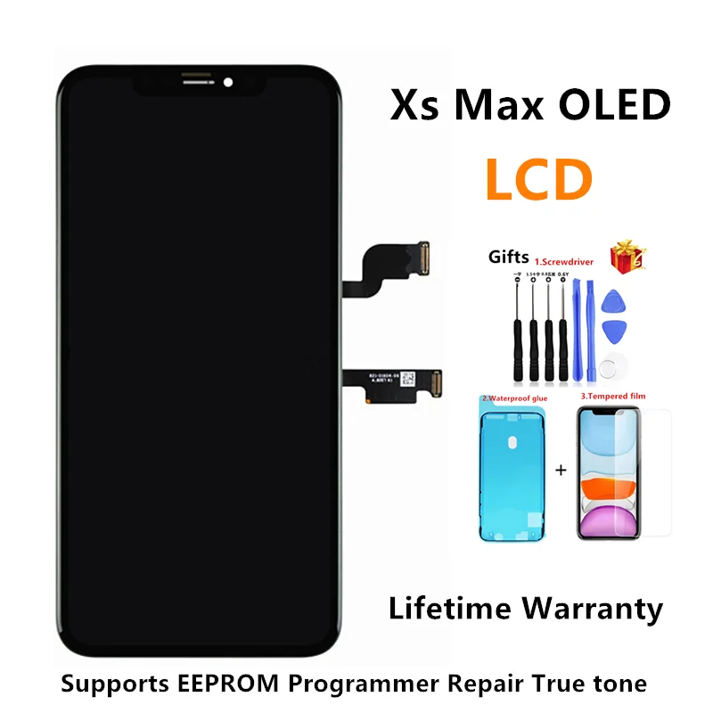 Pantalla LCD de repuesto para iPhone XS MAX, montaje de digitalizador táctil 3D, OLED, OEM ...