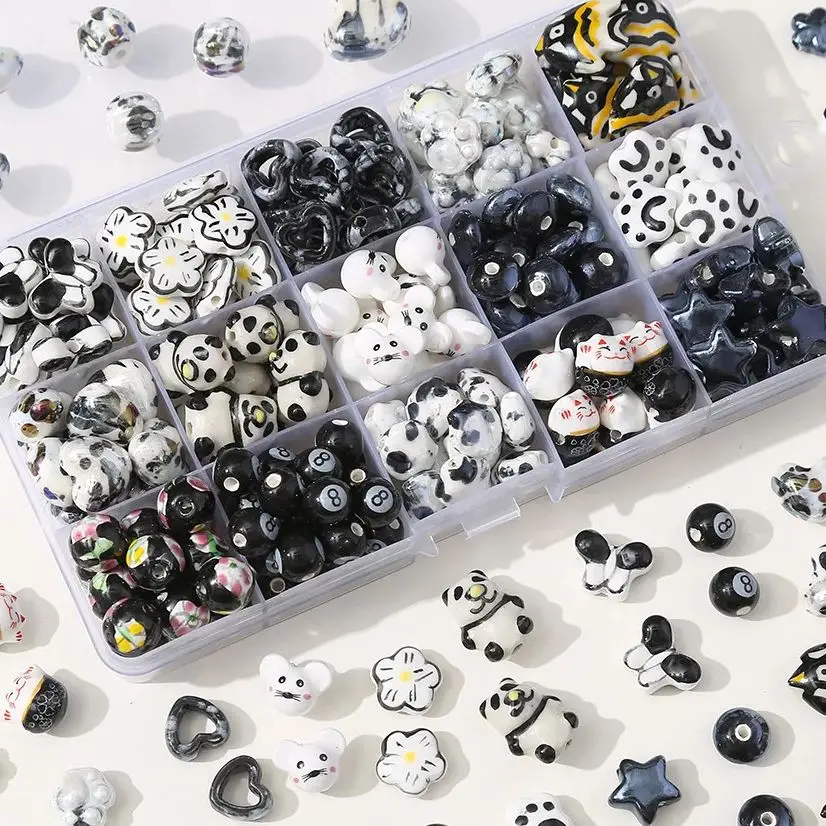 Black-Series-3d-Ceramic-Bead-Cartoon-Shaped-Bead-String-Diy-Handmade ...
