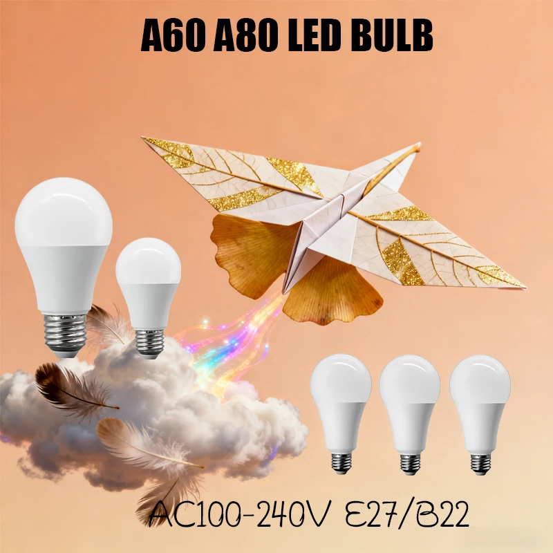 15PCS LED High Power Bulb A60 A80 AC120V 220V E27 B22 20W 24W 100LM/W ...