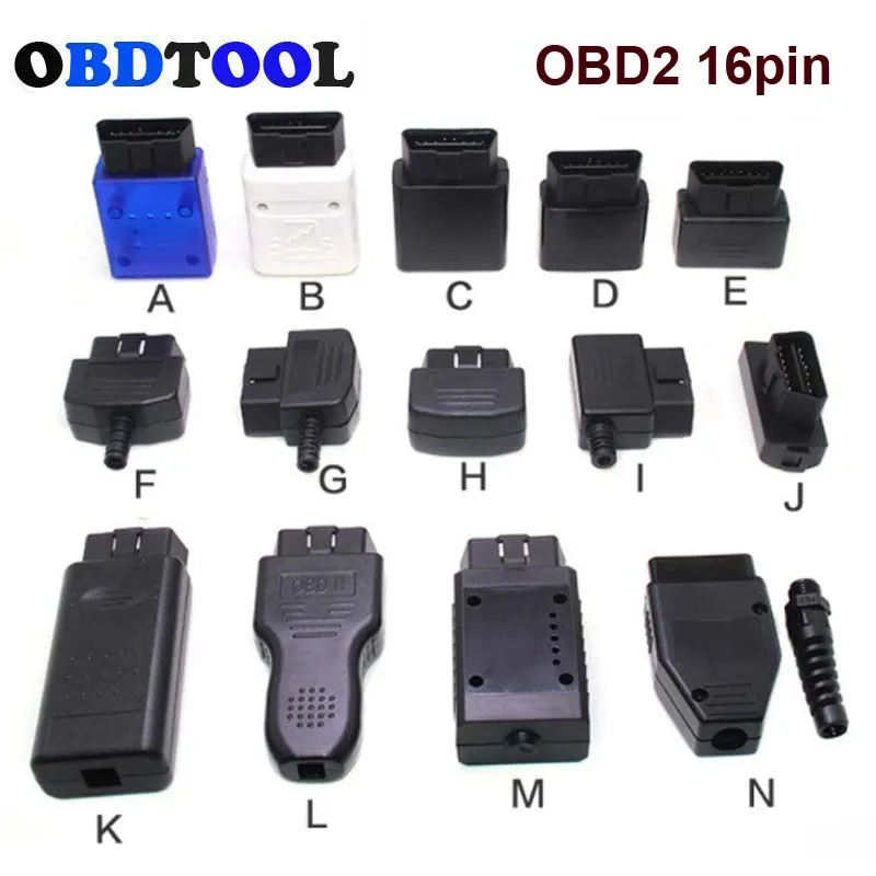 12 Types Option J1962 Male Connector 12V Car OBD Shell Plug with Screws OBD2 16pin OBD DIY ...