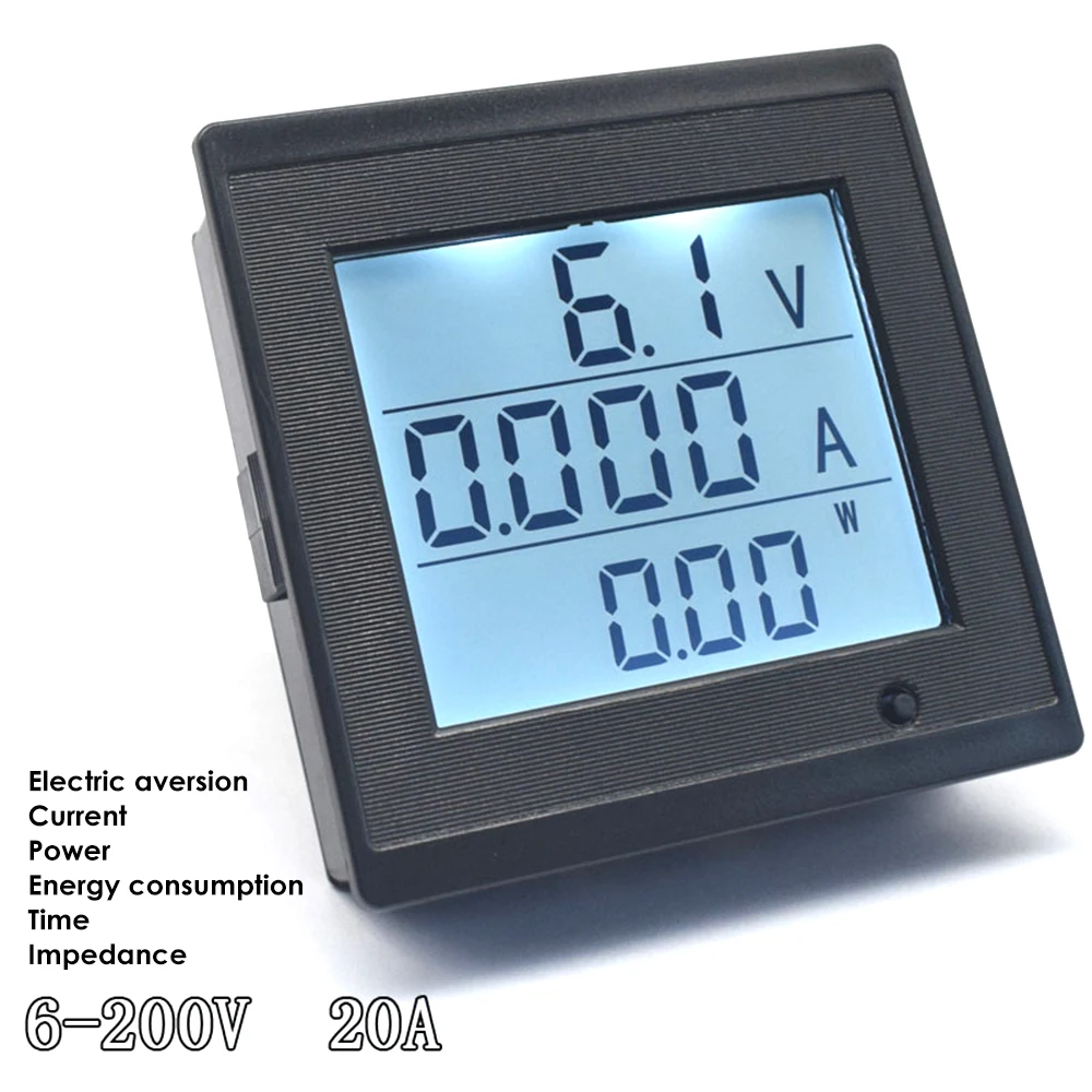 DC6V-200V 20A LCD Digital Display DC Voltage Current Meter 20A Power Consumption Impedance Multi ...