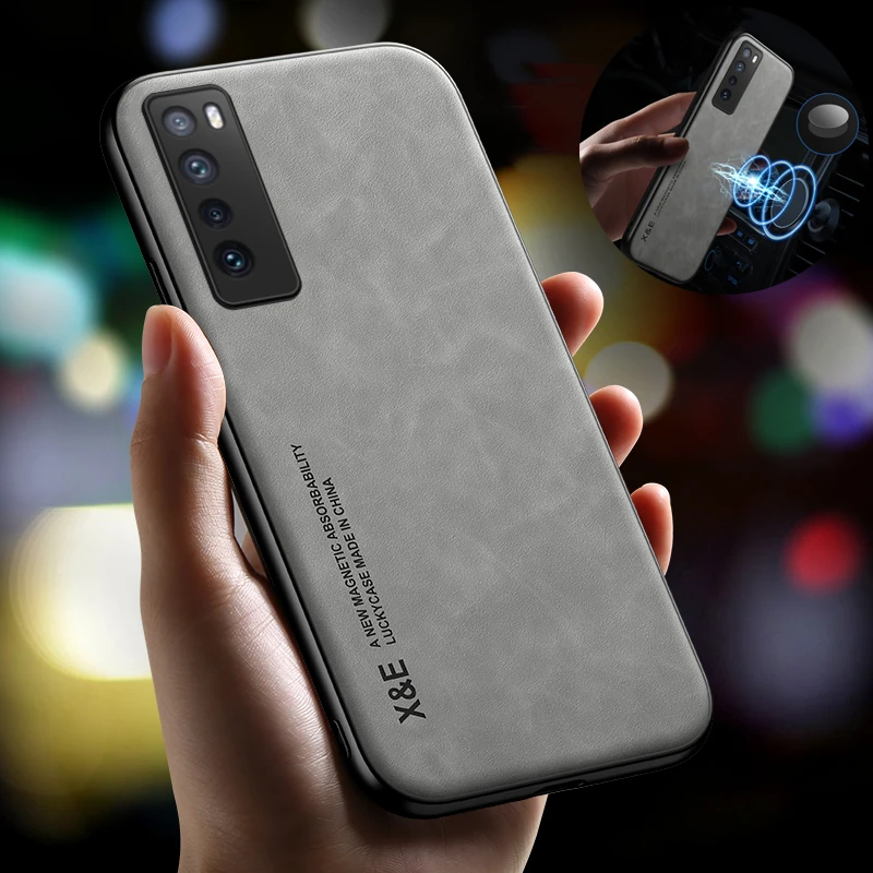 For Huawei NOVA 7 Pro Case Soft Silicone Car Magnetic Holder Phone Case ...