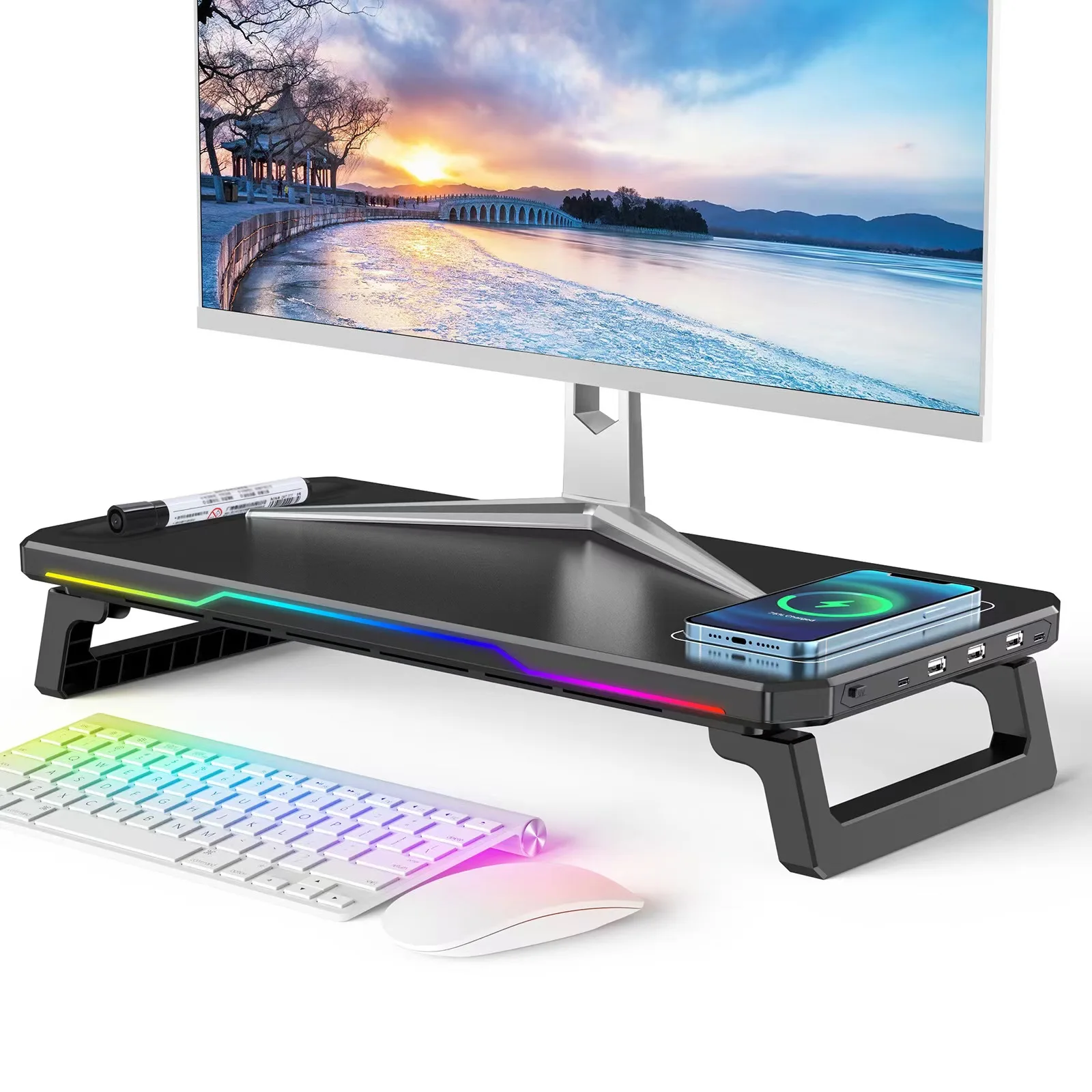 RGB-Rechargeable-Desktop-Monitor-Height-Stand-3-USB-2-0-Illuminated ...