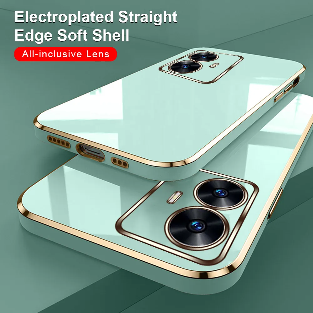 Square Plating Frame Silicone Case For Realme C55 Phone Cover Capas ...