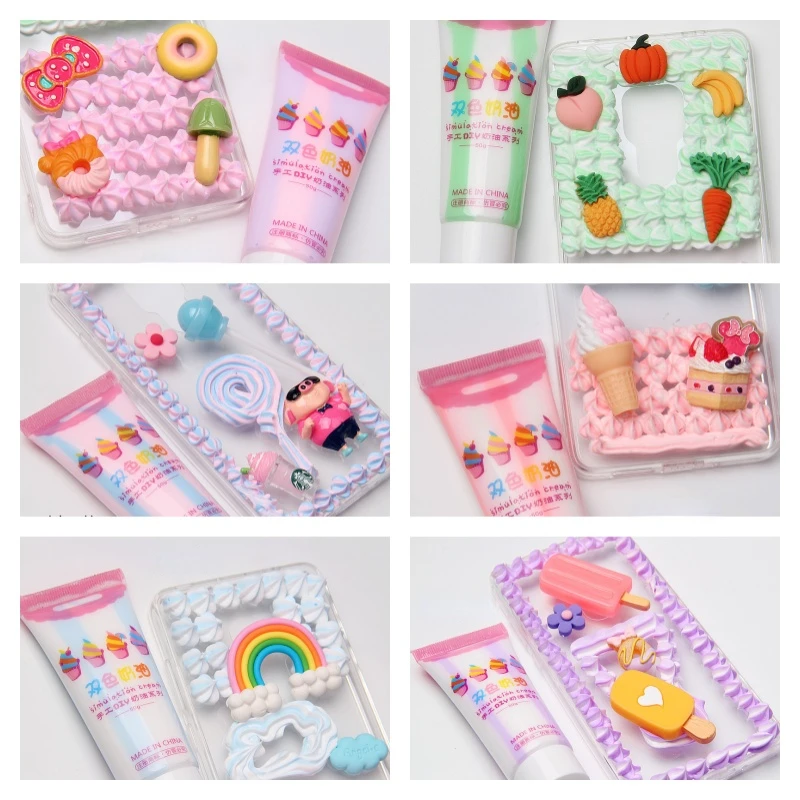 9pcs Original Two Color Simulation Cream Glue DIY Handmade Cream Phone ...