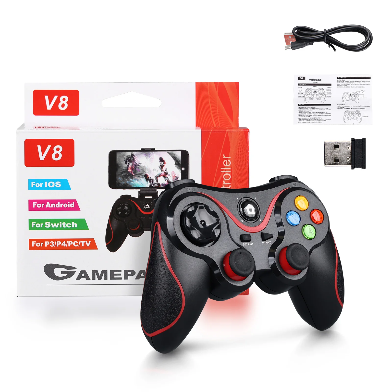 Bluetooth-Compatible-2-4G-Wireless-Gamepad-For-PS3-PS4-Controller-For ...