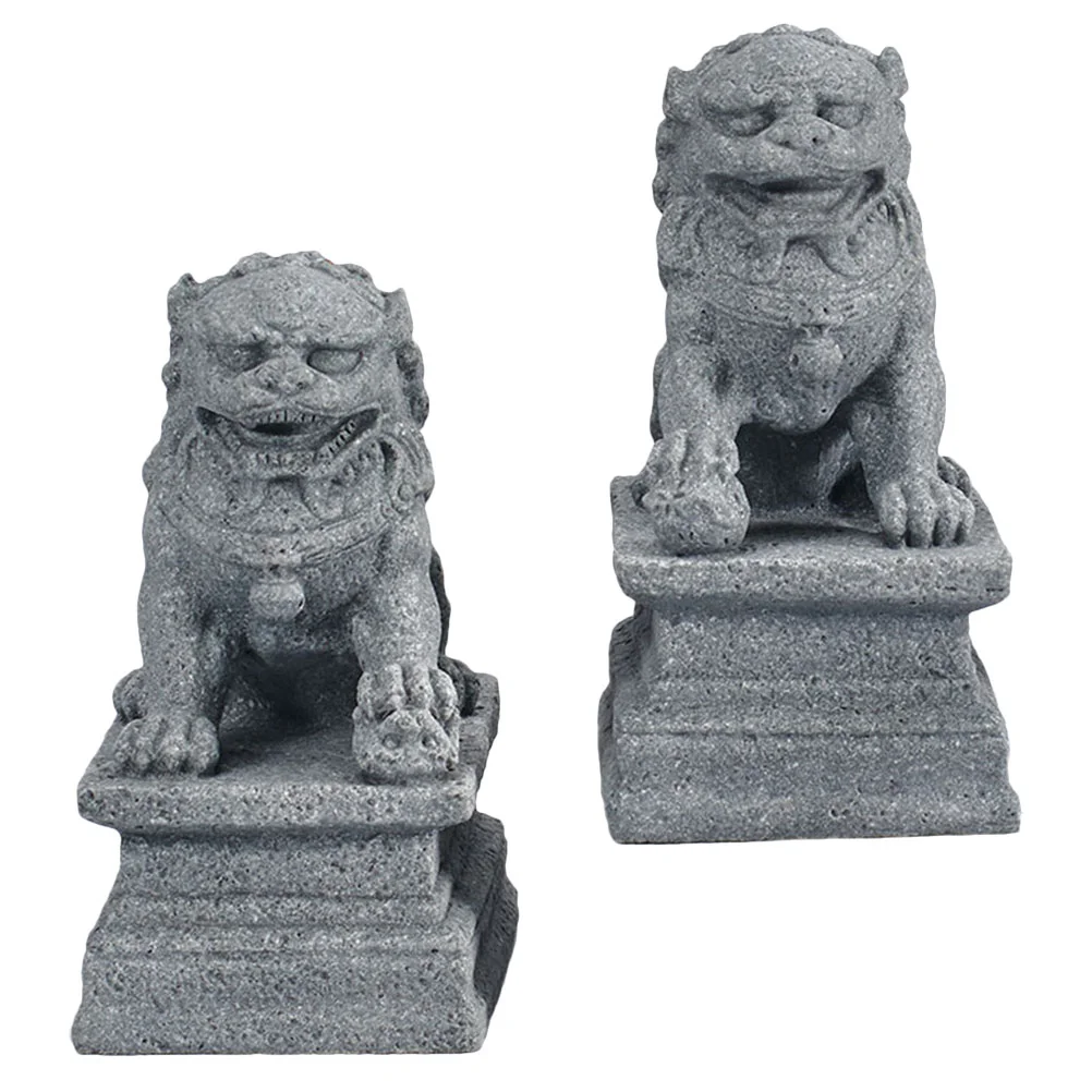 Lion Statue Feng Statues Shui Foo Guardian Dogs Mini Stone Lion Decor ...