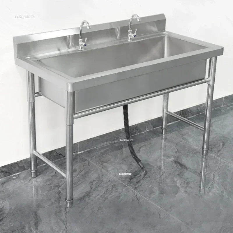 Commercial Stainless Steel Kitchen Sinks with Bracket Integrated Single ...