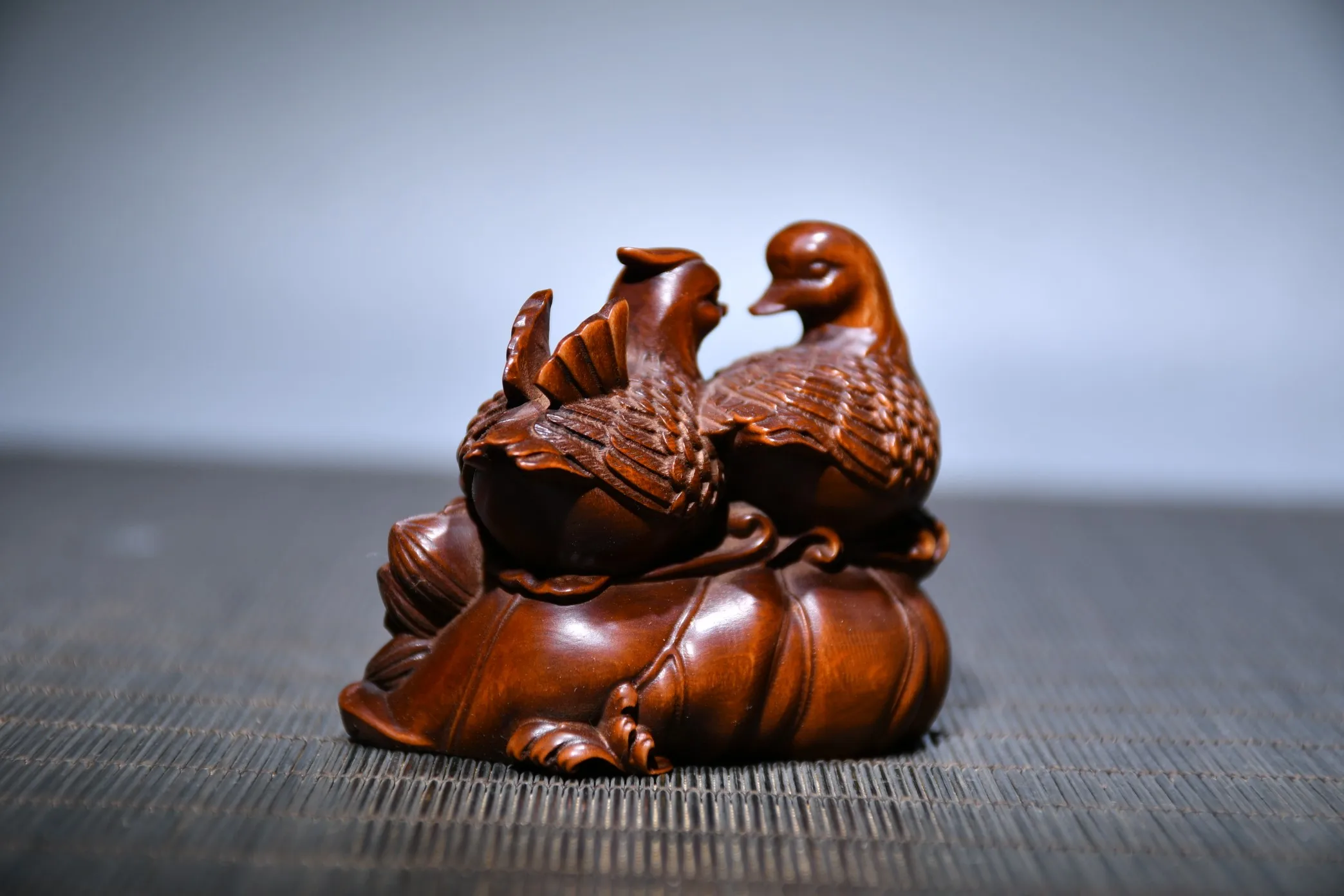 Koleksi kuil Tibet 2 "bebek Mandarin tua kotak kayu tua pasangan berkat ...