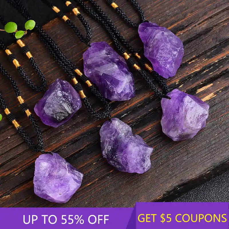 Rough-Natural-Purple-Amethyst-Quartz-Crystal-Point-Pendant-Reiki-Healing-Stone-Chakra-Pendulum ...