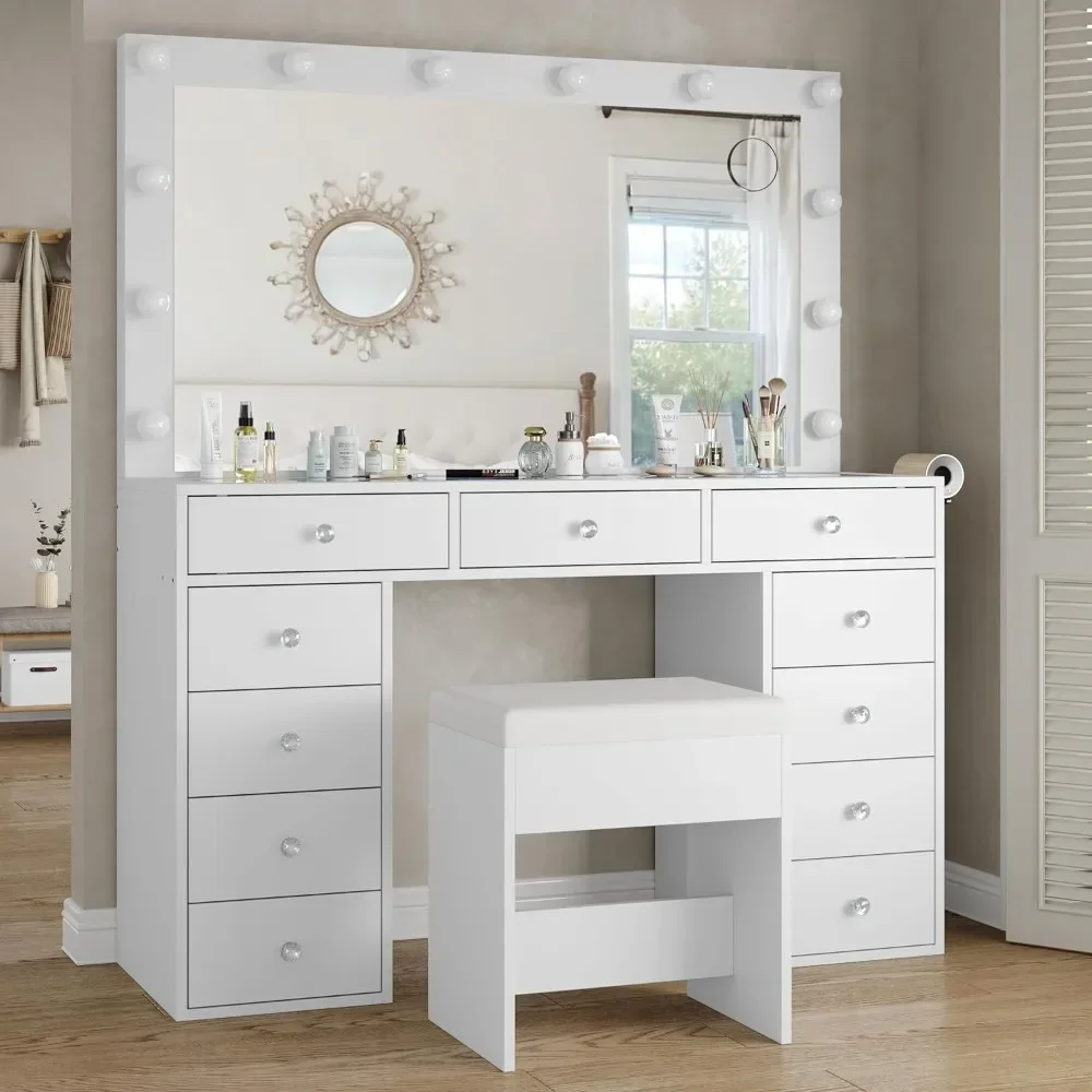 Vanity-Desk-e-Power-Outlet-Dressing-Table-Vanity-Maquiagem-com-Espelho ...