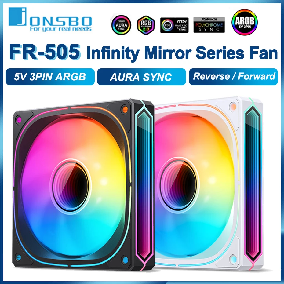 JONSBO-FR-505B-120mm-Case-Fan-Reverse-Infinity-Mirror-Series-Quiet-Fan ...