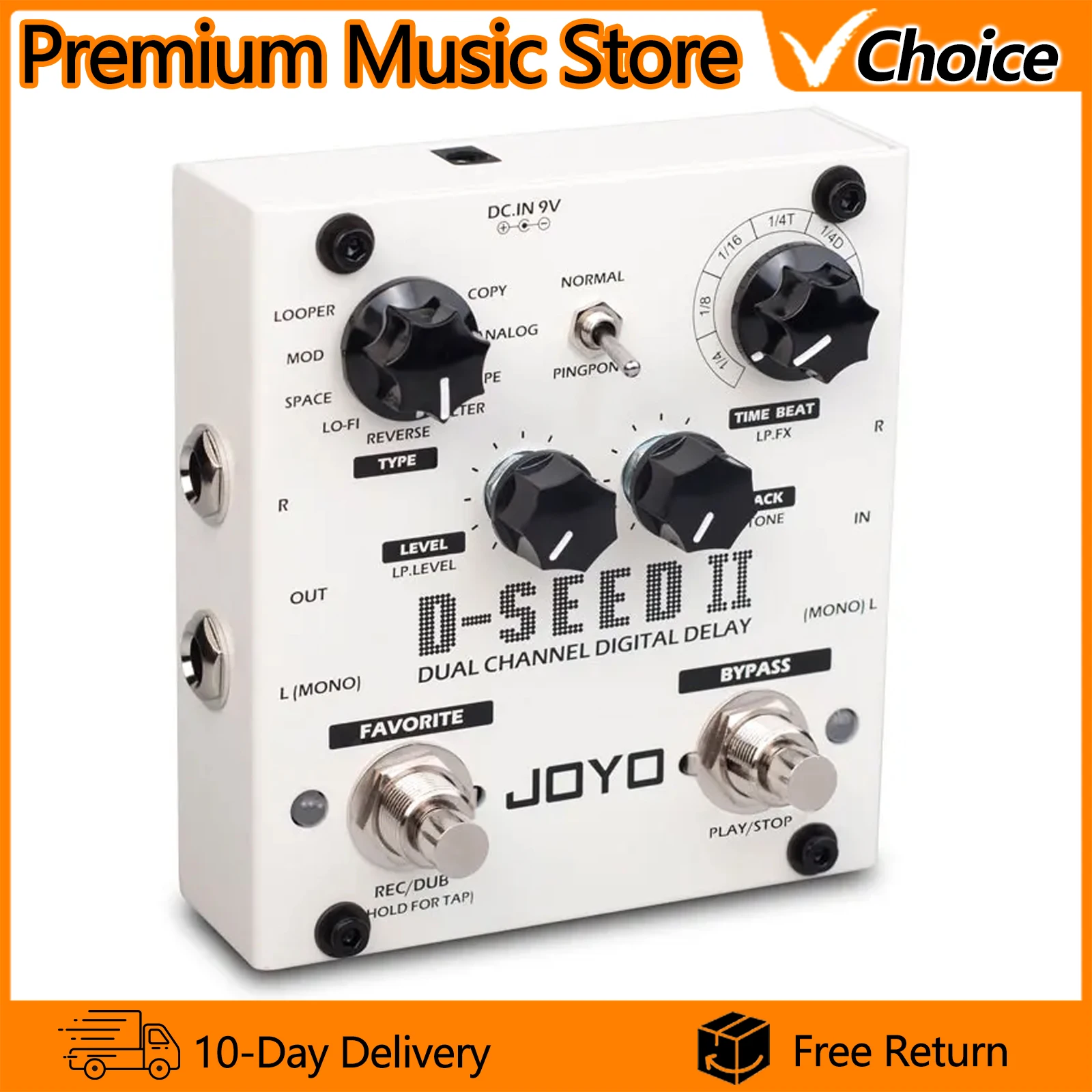 JOYO D-SEED II Digital Delay Guitar Effect Pedal Dual Channel 8 Modes ...