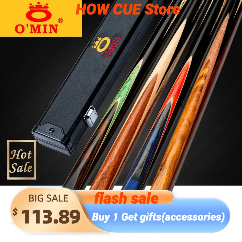 O'min Enlighten Billiard Cue Snooker Cue 9.8mm Tip With Case High end ...