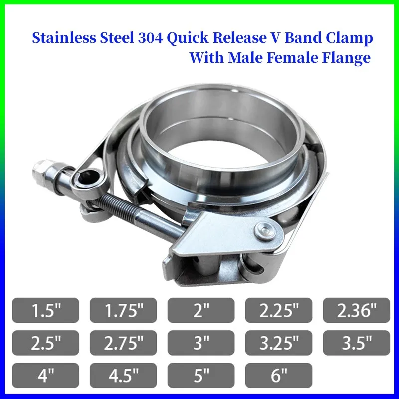Stainless-Steel-304-Quick-Release-V-Band-Clamp-With-Male-Female-Flange ...