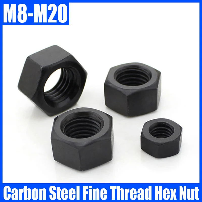 Tuerca-hexagonal-de-rosca-fina-negra-M8-M10-M12-M14-M16-M18-M20-paso-1 ...