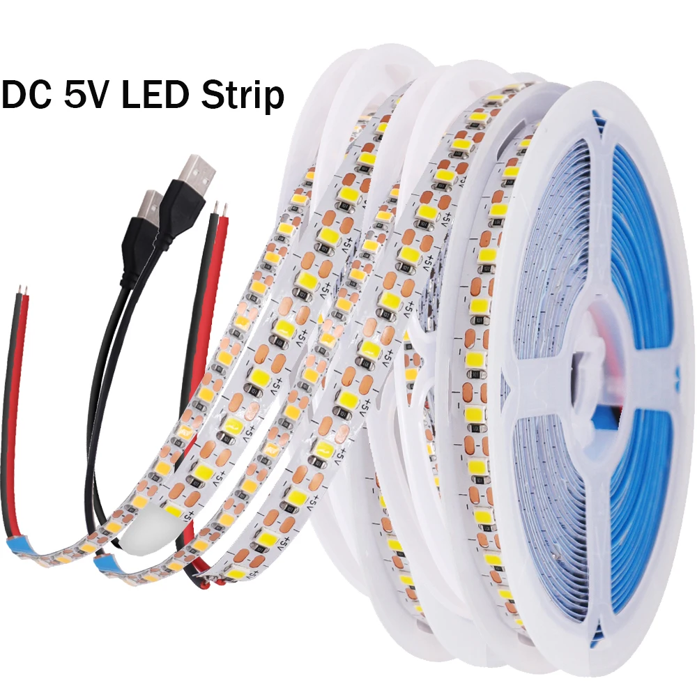 5V-USB-Power-LED-Strip-Light-3mm-5mm-8mm-Flexible-LED-Tape-2835-120Leds ...