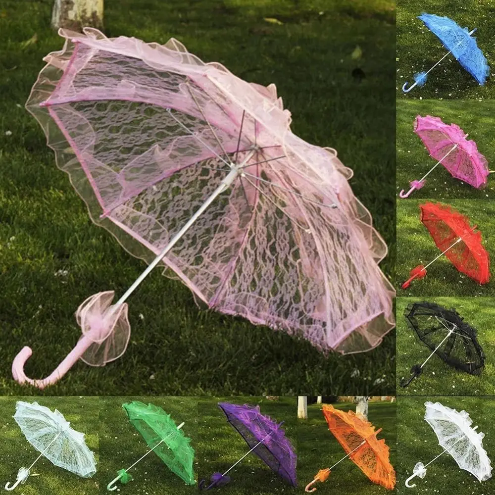 Colorful Bridal Umbrellas Ruffles Trim Romantic Floral Lace Umbrella ...