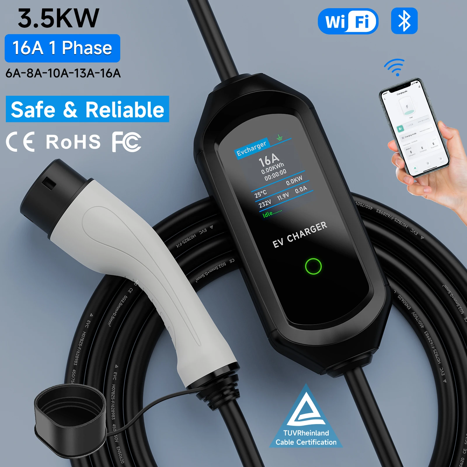 Cargador-EV-port-til-3-5KW-Type2-IEC62196-2-16A-Type1-SAE-J1772-EVSE ...