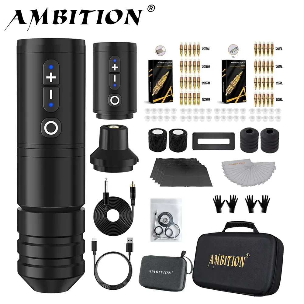 Ambition-Ninja-Pro-Wireless-Tattoo-Machine-Kit-2400mAh-Battery-Tattoo ...