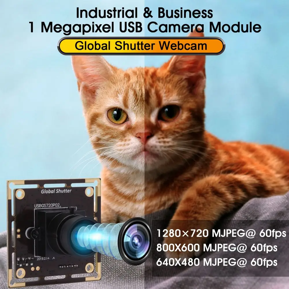 ELP 1MP 720P Global Shutter USB Camera Module M12 3.6mm Lens AR0144 ...