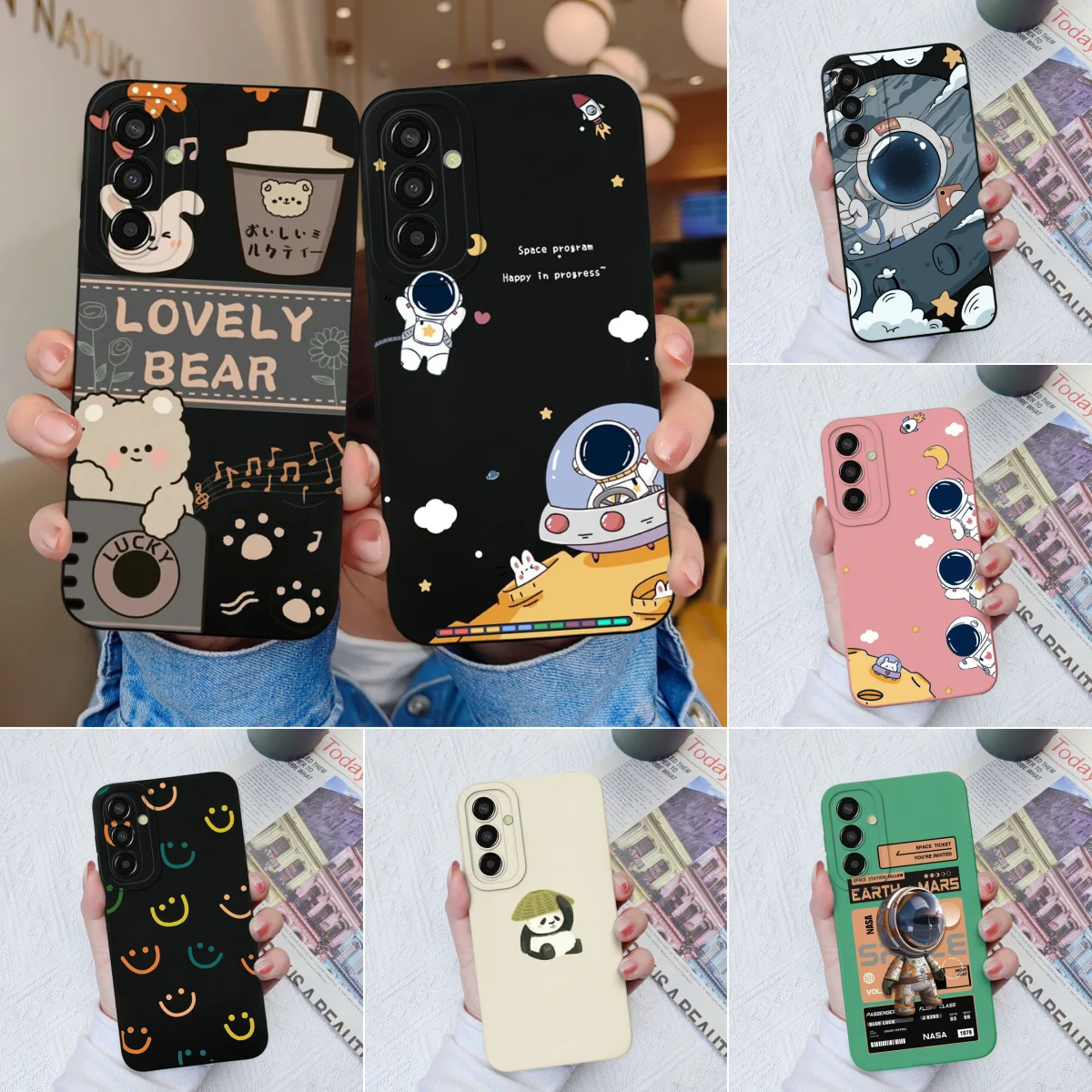 Case For Samsung Galaxy M14 M34 M54 5G Cute Astronaut Liquid Soft ...