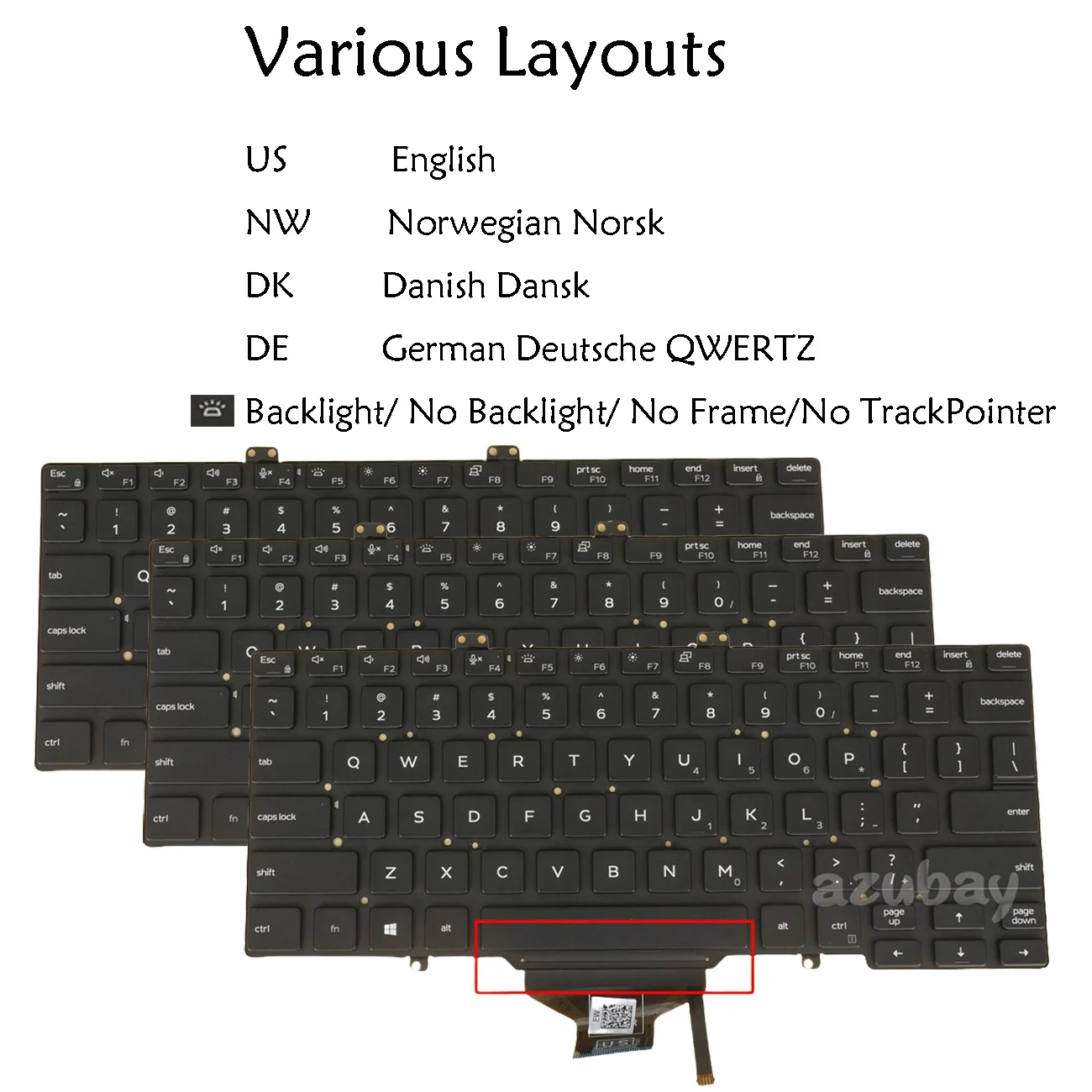 Clavier Allemand - Américain - Danois - Norvégien pour DELL Latitude ...