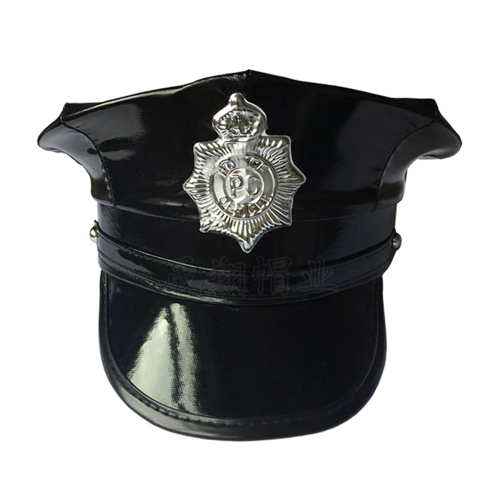 Cosplay Police Officer Soft Leather Hats Cap Unisex Adult Party ...