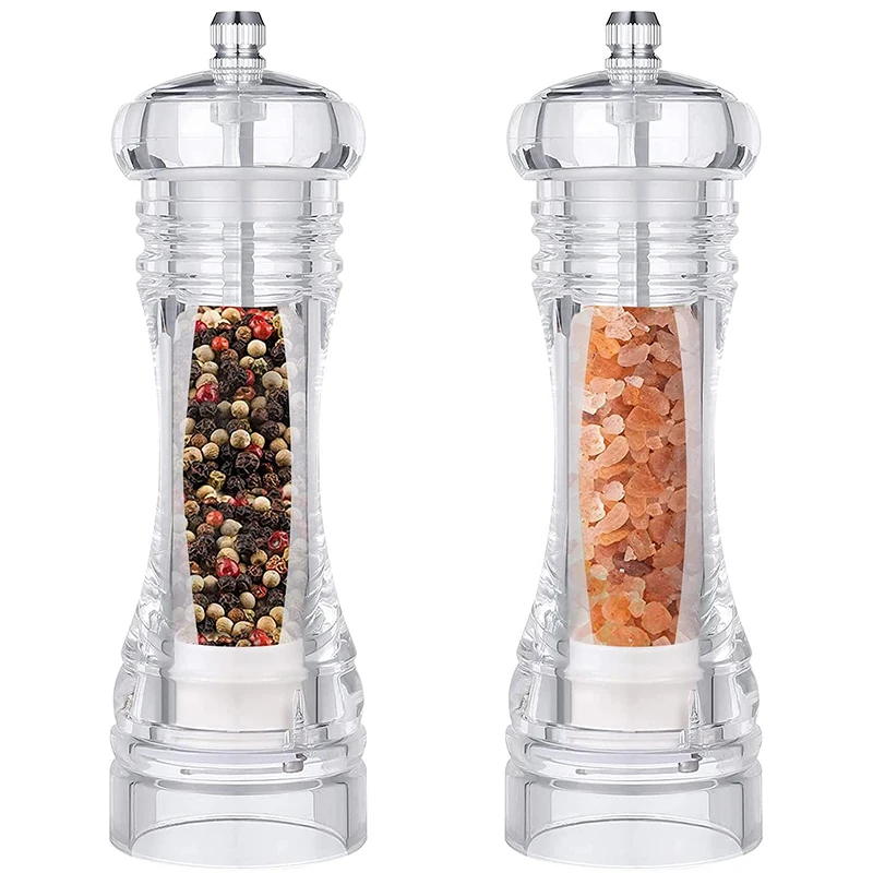 LMETJMA Clear Arcylic Salt Pepper Grinder Mill with Adjustable ...