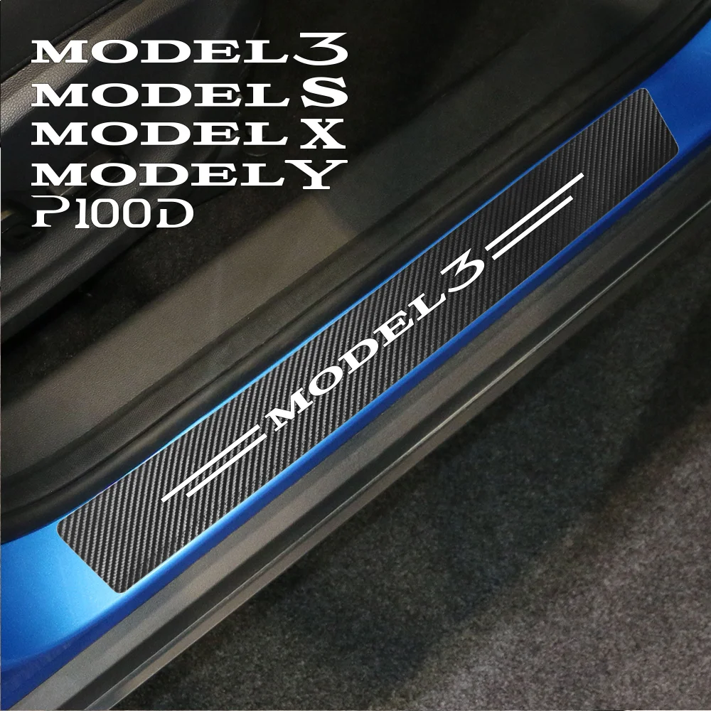 For-Tesla-Model-3-S-X-Y-Carbon-Fibre-Car-Door-Sill-Threshold-Protective ...