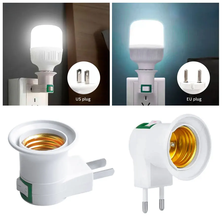 E27-LED-Light-Lamp-Bulbs-Socket-Base-Lamp-Holder-EU-US-Plug-Adapter ...