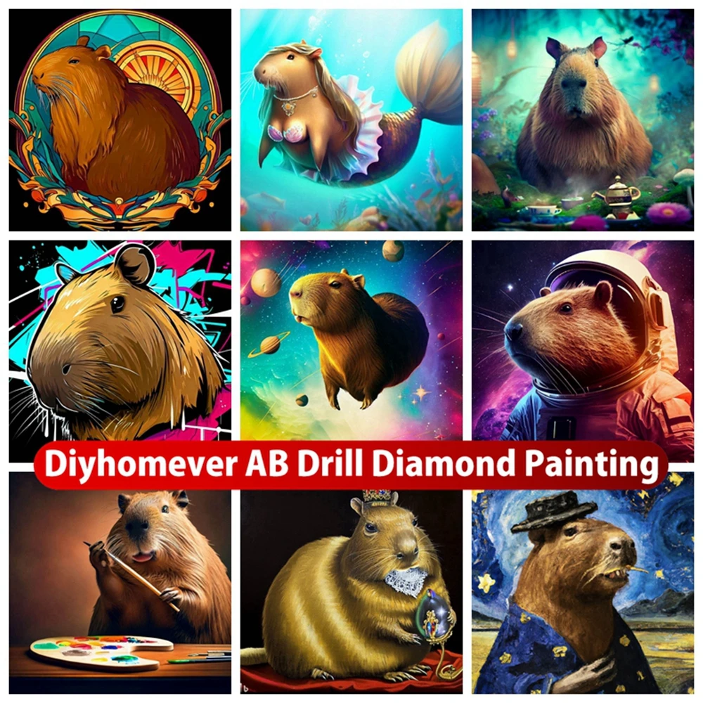 Capybara-pintura-de-diamante-AB-5D-DIY-bordado-de-mosaico-de-fantas-a ...