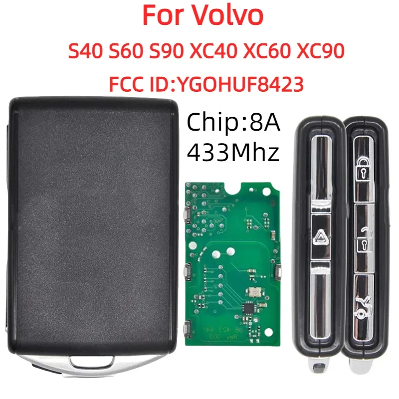 Keyless-Go-Smart-Remote-Car-Key-8A-Chip-433Mhz-For-Volvo-S90-S60-S40 ...