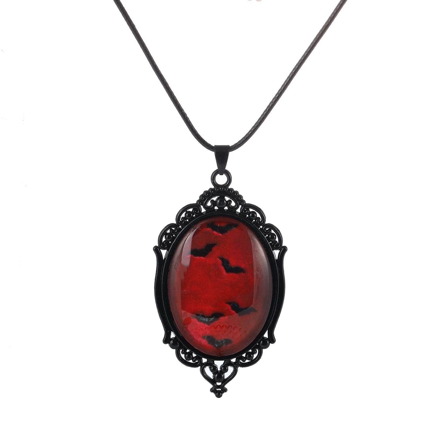 Gothic Vampire Bat Cameo Necklace Vintage Blood Bat Red Cabochon ...