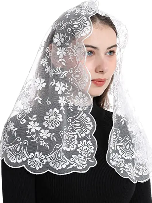 Velo de iglesia para mujer, cubierta de cabeza nupcial, velo católico ...