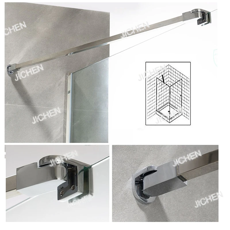 2Pcs Wall-To-Glass Shower Enclosure Fixing Square Bar Bracket Swaying ...