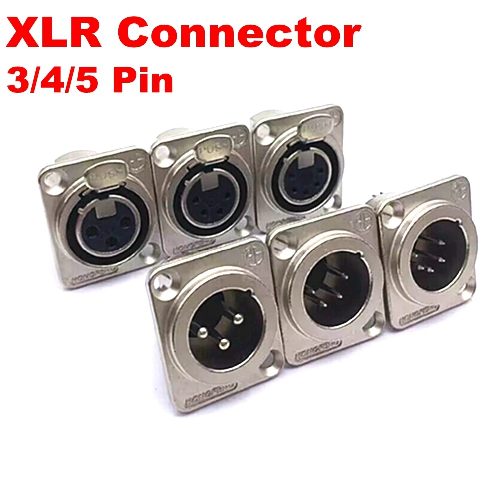 1pcs-3-4-5-pin-Square-Cannon-Male-Female-Metal-XLR-Microphone-Speaker ...