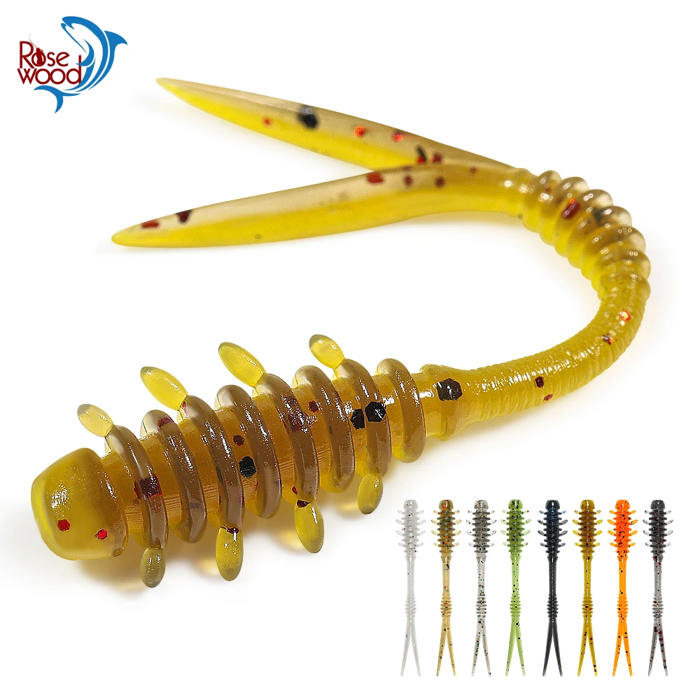 Rosewood 5.5cm Ajing Worm Soft Fishing Lure Split Tail Silicone ...