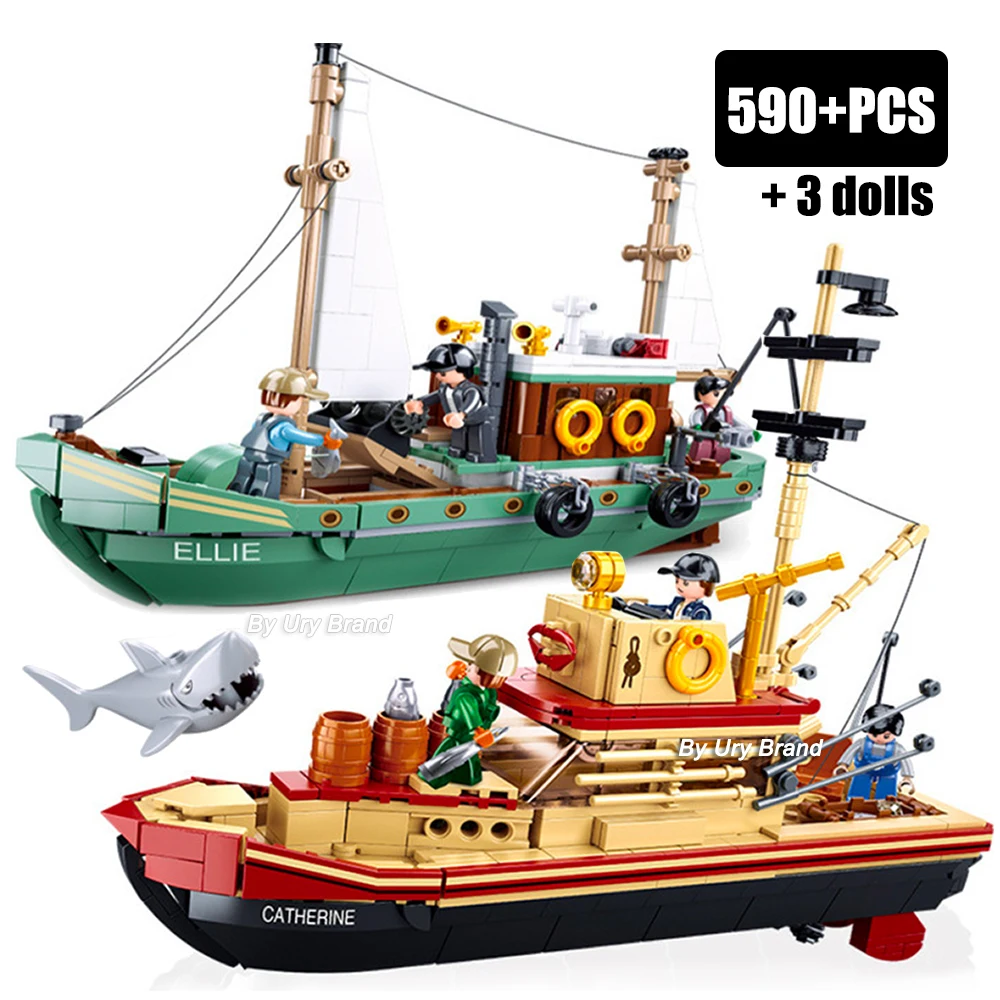 City Fishing Boat Vessel Trawlboat Model Building Blocks Set Pirate ...