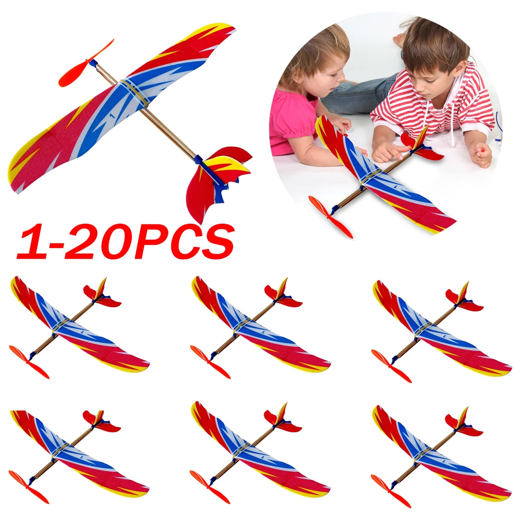 1-20PCS-DIY-Hand-Throw-Flying-Plane-Model-Building-Kits-Elastic-Rubber ...